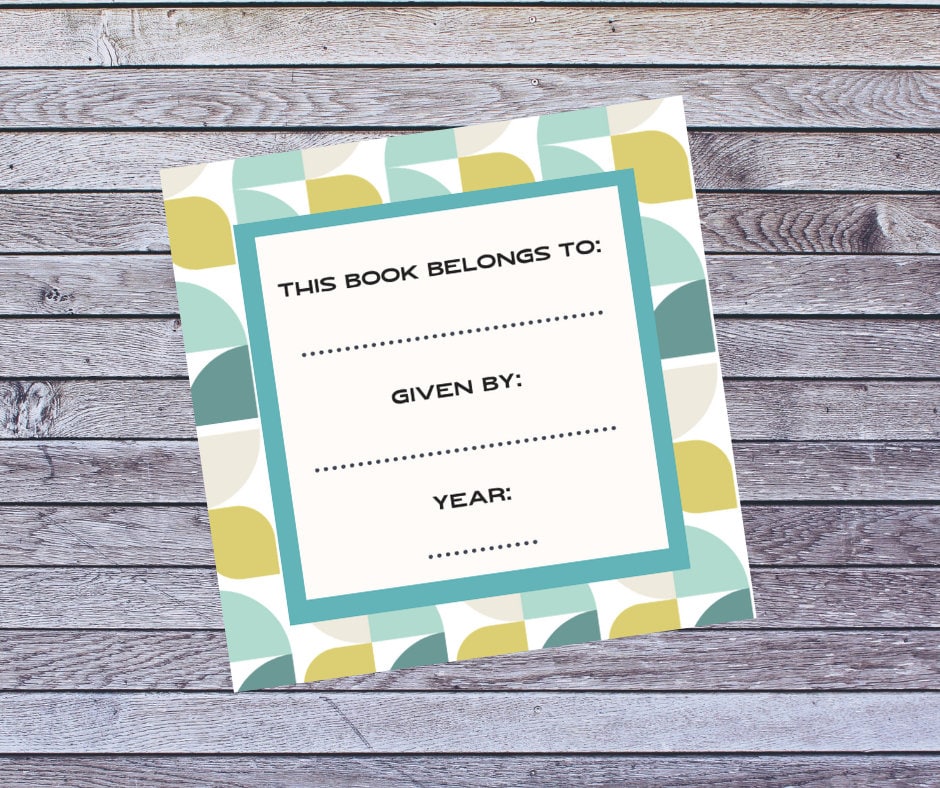 Printable Geometric Book Plate | This Book Belongs to | Printable Book ...