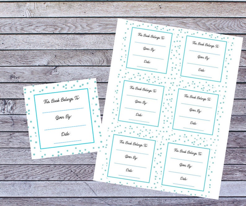 Blue Snow Holiday Printable Book Plate | This Book Belongs To - Etsy