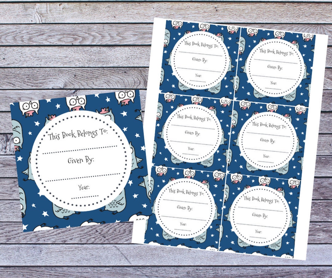 Printable Blue Owl Book Plate | This Book Belongs to | Printable Book ...