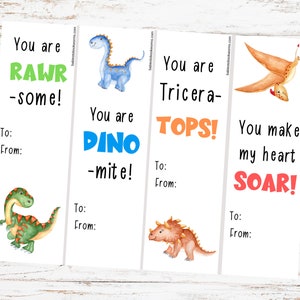 Printable Dinosaur Valentine Bookmarks | Printable Dino Valentines ...