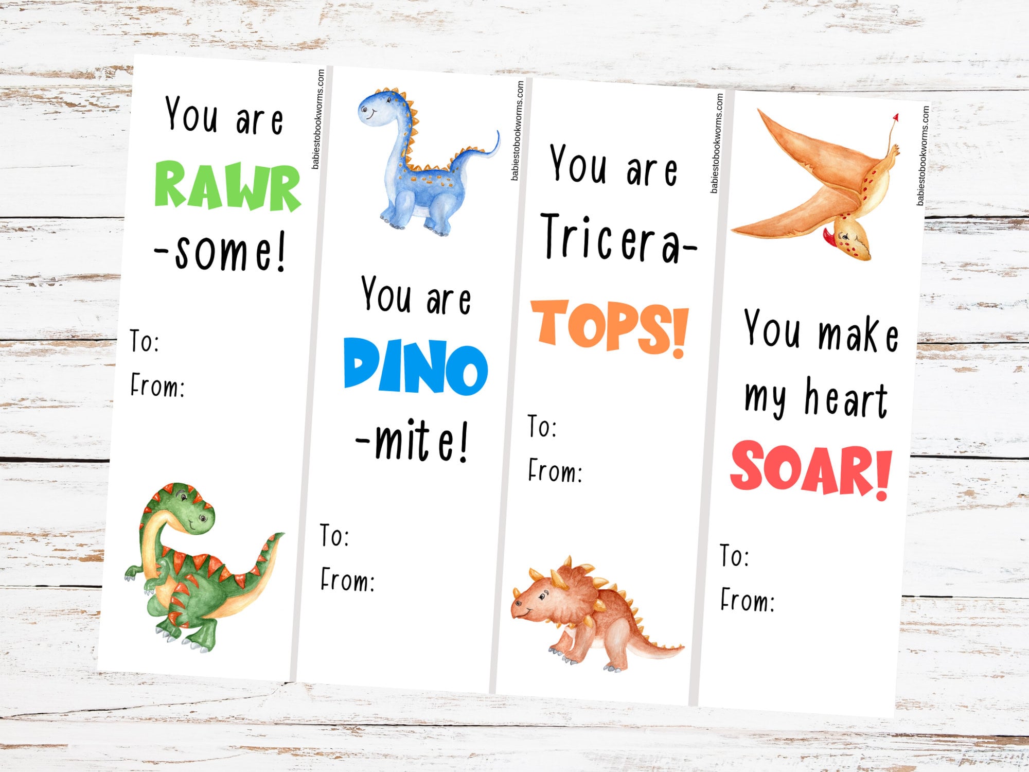 Printable Dinosaur Valentine Bookmarks | Printable Dino Valentines ...