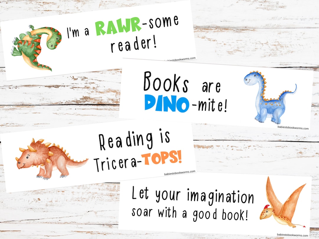 Printable Dinosaur Bookmarks for Kids - Etsy