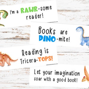 Printable Dinosaur Bookmarks for Kids - Etsy