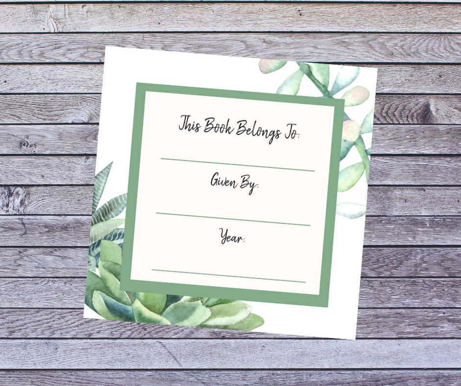 Succulent Printable Book Plate | This Book Belongs To - Etsy