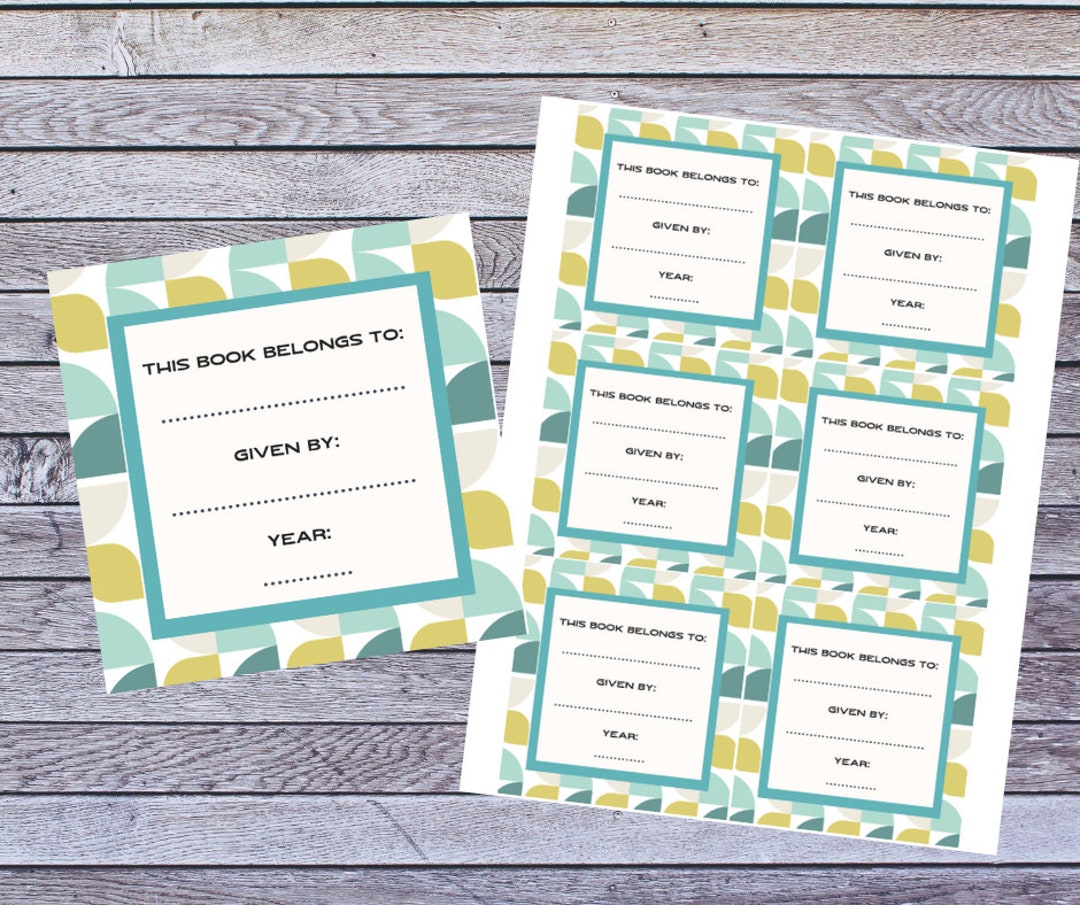 Printable Geometric Book Plate | This Book Belongs to | Printable Book ...