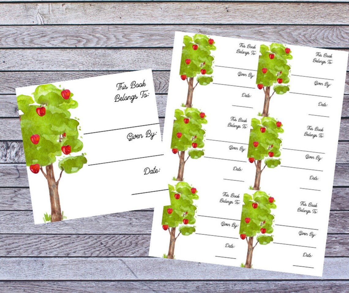 Apple Tree Printable Book Plate - Etsy