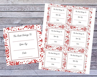 Blue Snow Holiday Printable Book Plate | This Book Belongs To - Etsy