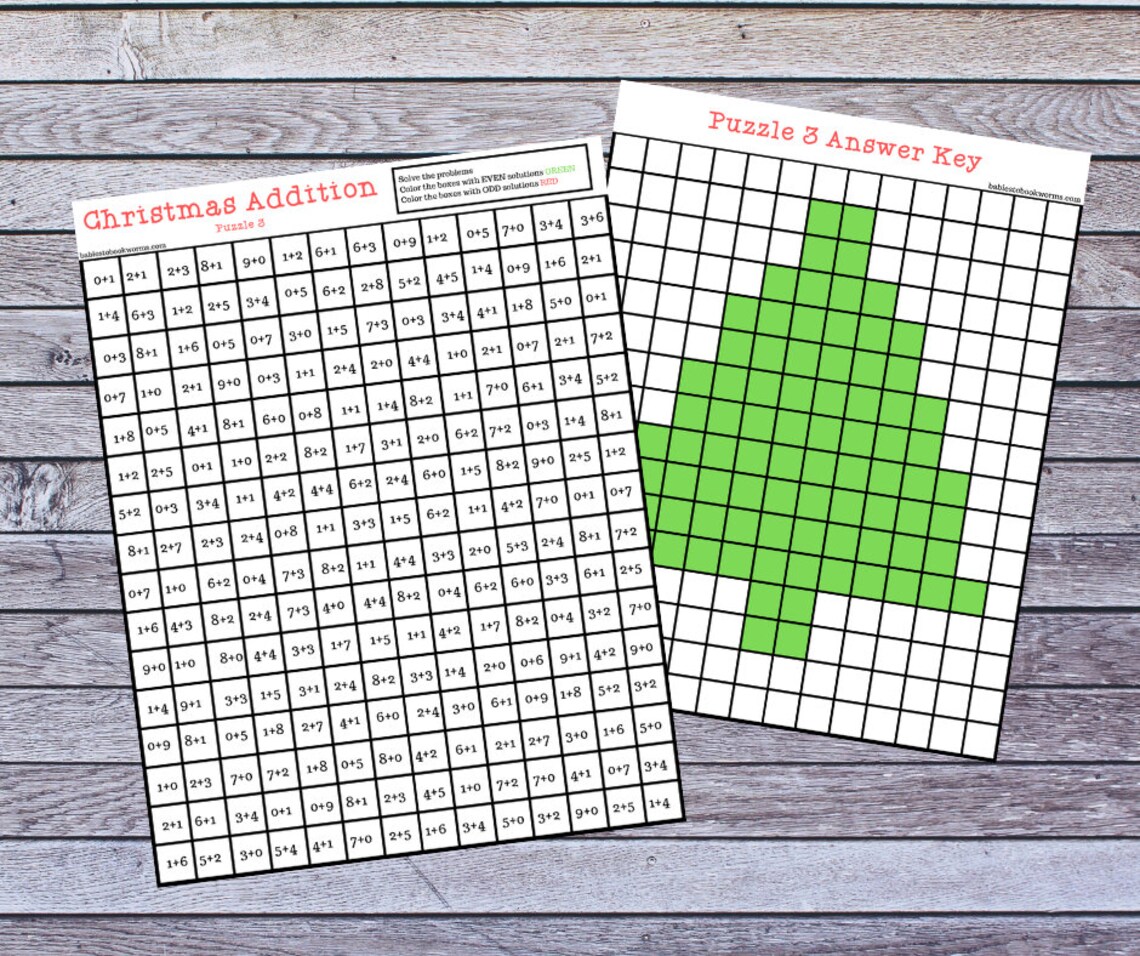 Printable Christmas Addition Puzzles - Etsy