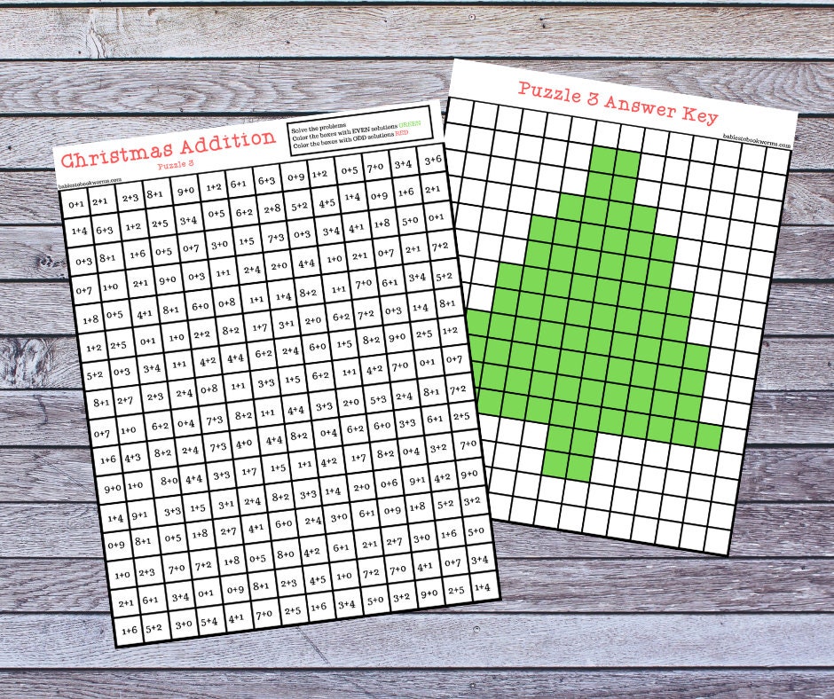 Printable Christmas Addition Puzzles - Etsy