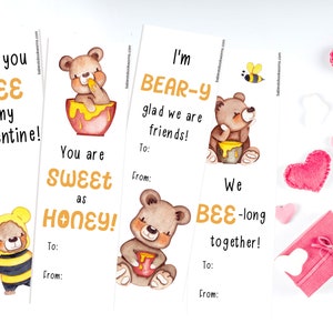 Printable Bear Valentines | Printable Valentine Bookmarks | Printable ...