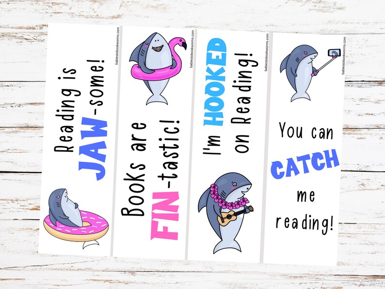 Printable Shark Bookmarks for Kids - Etsy