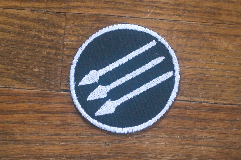 Iron Front Three Arrows Patch Embroidered White on Black Canvas Anti ...