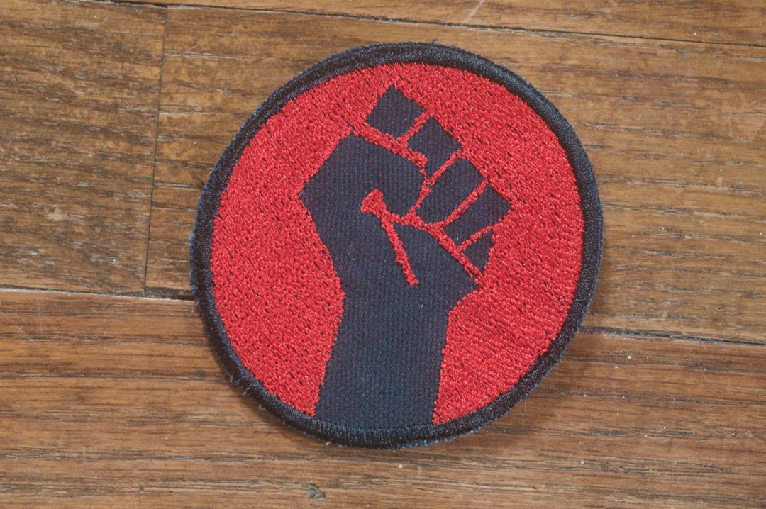 Resist Fist Embroidered Patch Red on Black Canvas Protest Radical ...