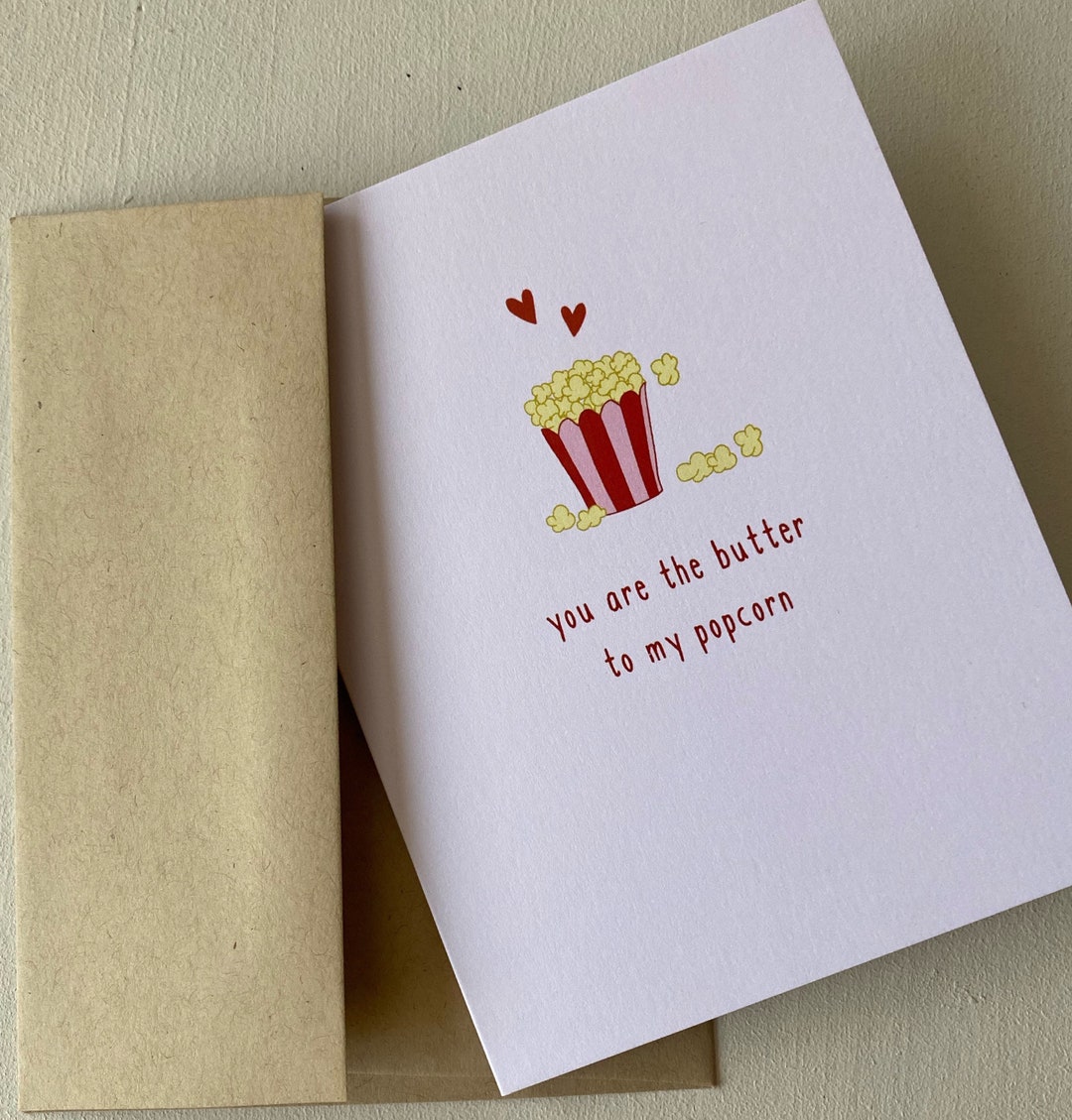 Valentine’s Day Popcorn Love Card - Etsy