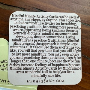 Mindful Minute Mindfulness Activities Cards for Families, Children, and ...