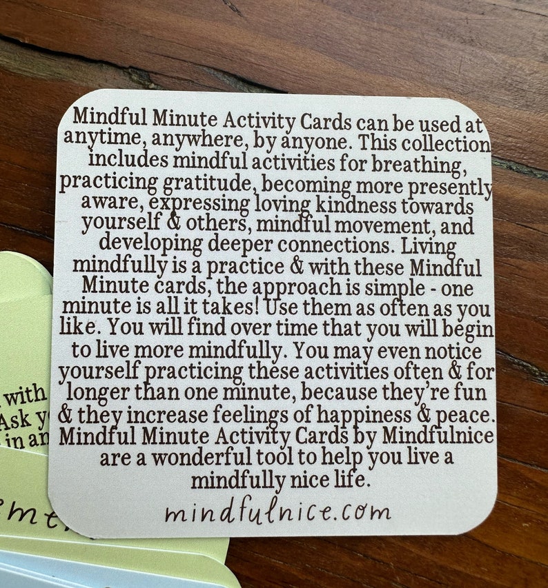 Mindful Minute Mindfulness Activities Cards for Families - Etsy