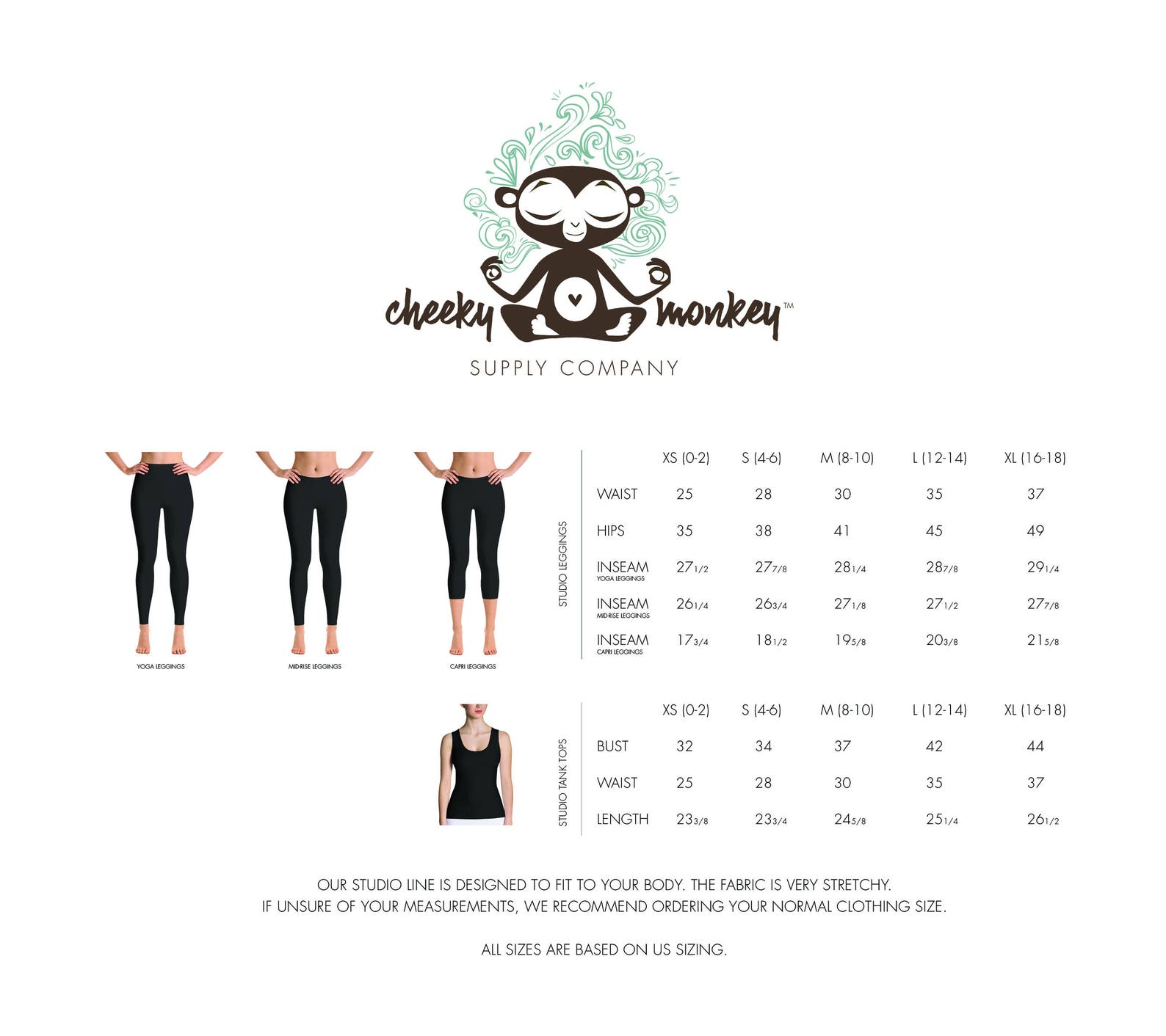xl size leggings measurements chart print
