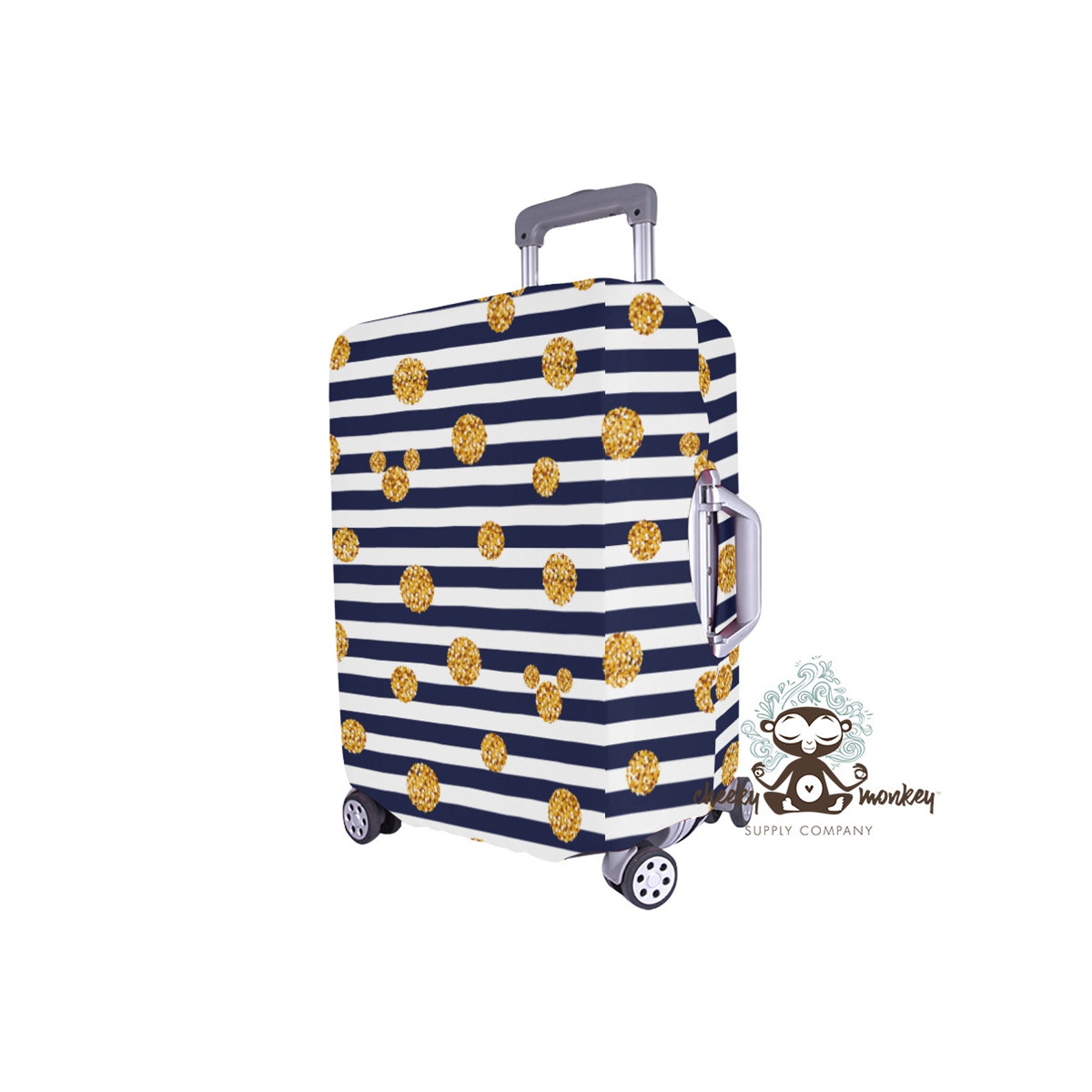 Preppy Stripe and Dots Luggage Cover // Travel Suitcase Fish - Etsy