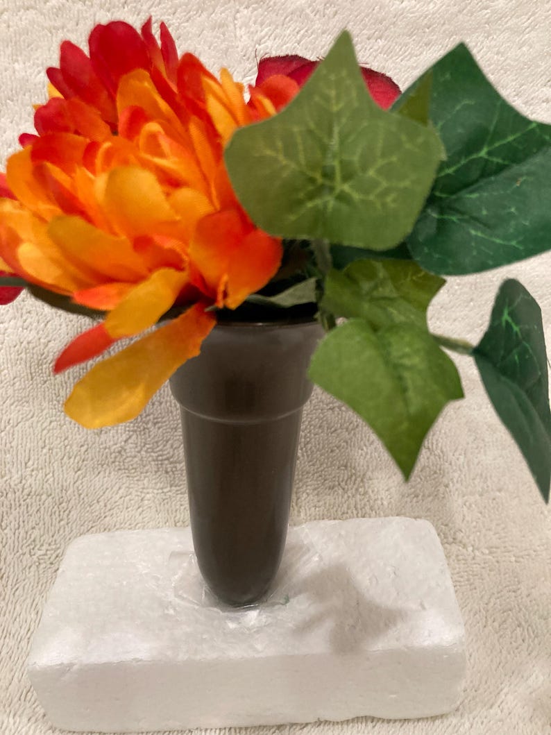 Niche Crypt Silk Flower Arrangement of Sun Flowers, Mums, Bells & Ivy ...