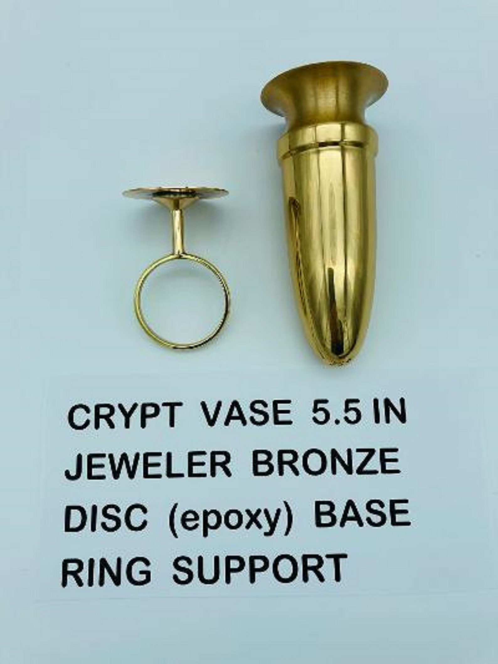 Crypt Mausoleum Niche Bronze Metal Vase - 5 IN With 2 IN Disc Base for ...