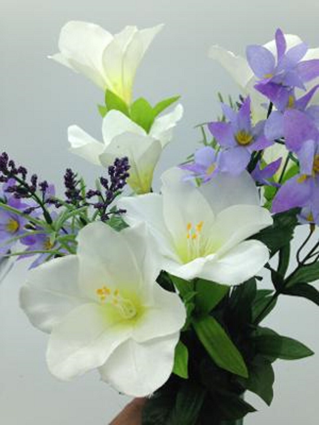 Artificial Flower Cemetery Vase Lily With Purple Water Lily - Etsy UK