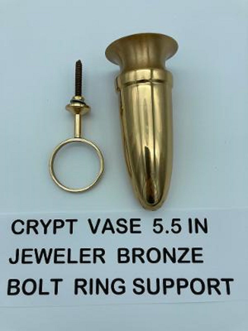 Crypt Mausoleum Niche Bronze Metal Vase - 5 Inch With Bronze Bolt ...