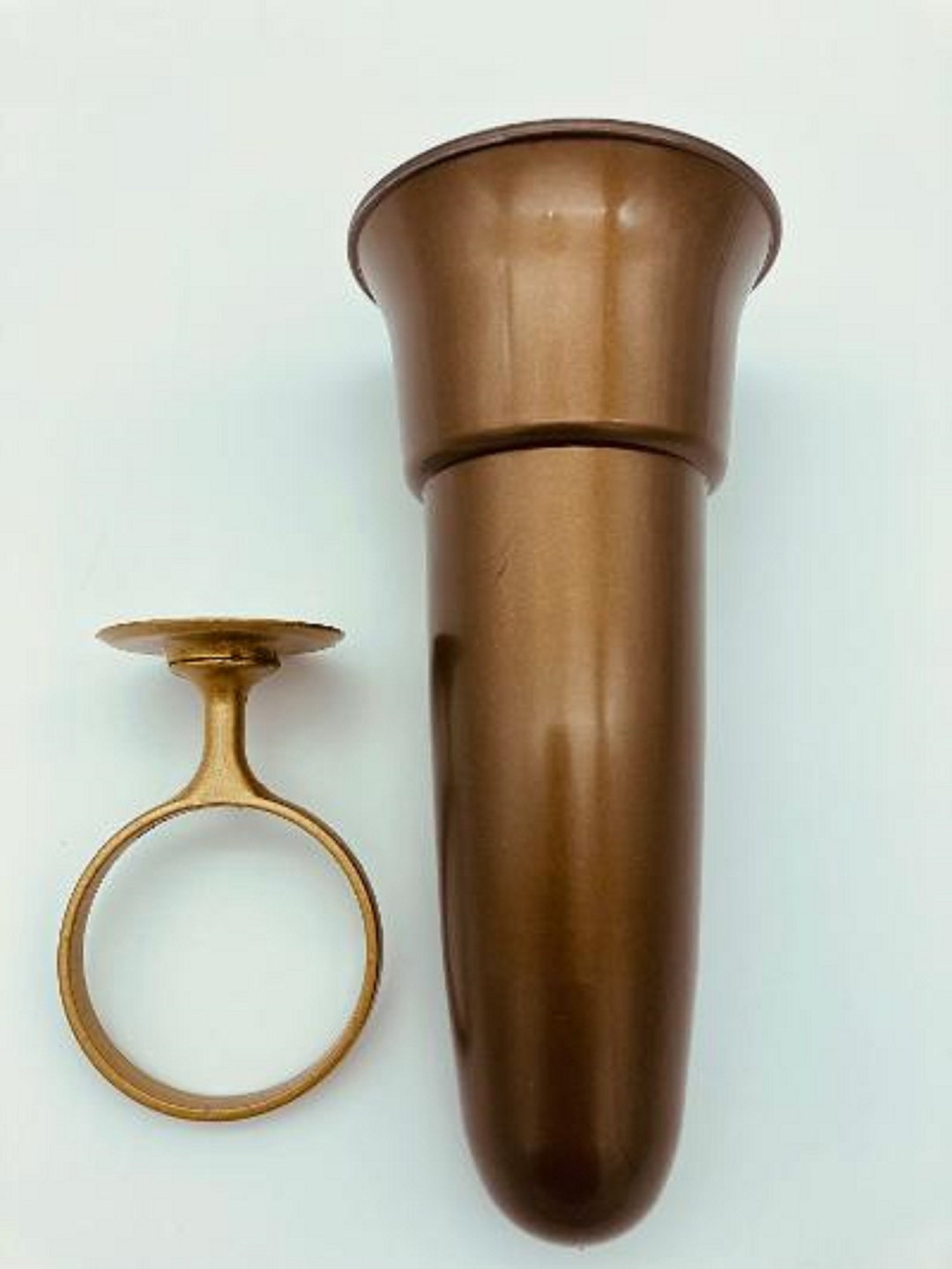 Mausoleum Crypt Bronze / Brown Vase 5.5 Inch Old GOLD Ring Disc Base ...