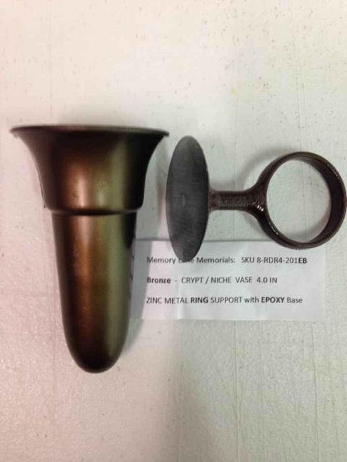 Niche Crypt Mausoleum Brown Vase 4 Inch With epoxy Disc Base Ring ...