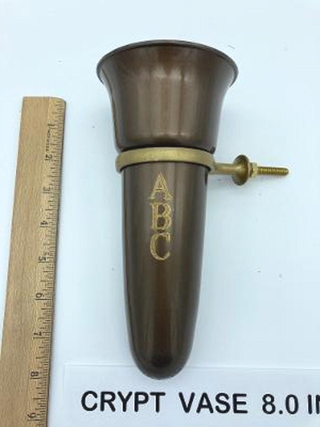 Engraved Crypt Vase: Royal Duchess Brown Mausoleum Vase With Gold Ring ...