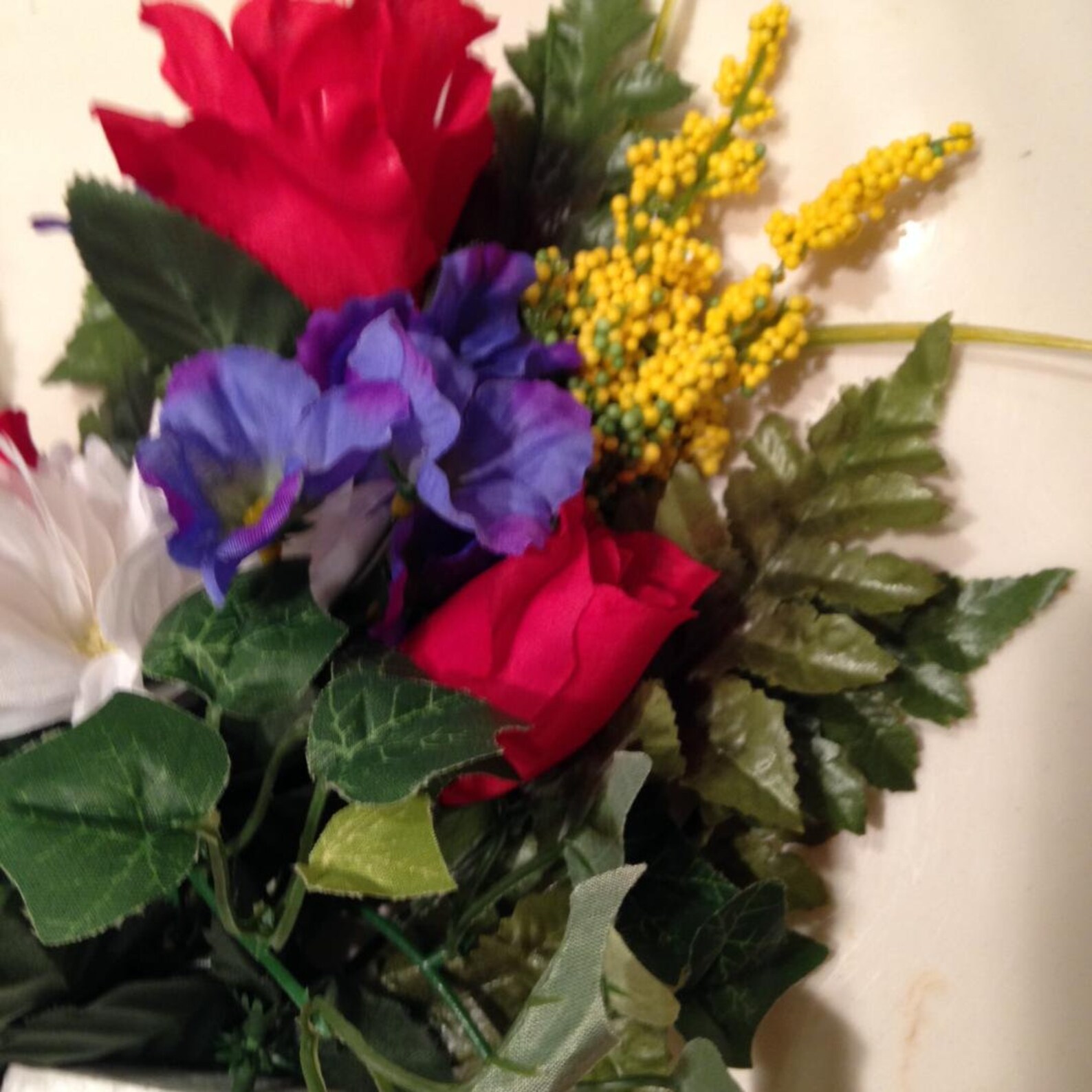 DIY Crypt / Mausoleum Bouquet of Silk ROSES, OXALIS, Ivy for ...