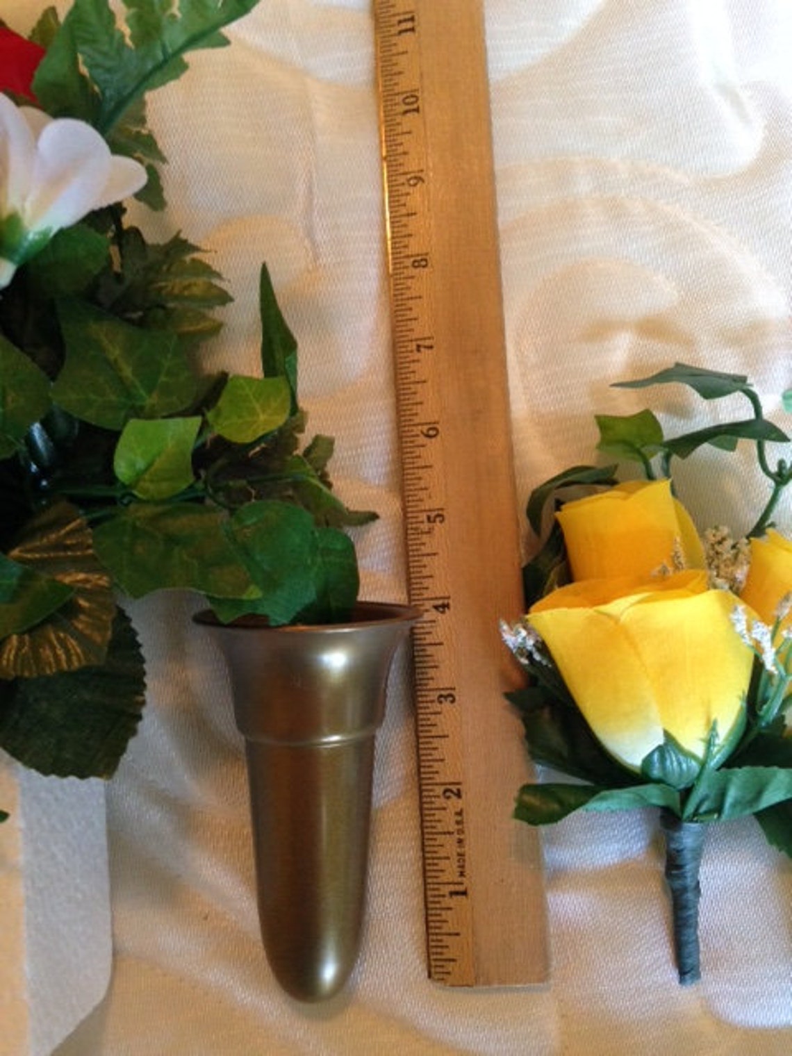 Niche Crypt Mausoleum Brown Vase 4 Inch With (epoxy) Disc Base Ring ...