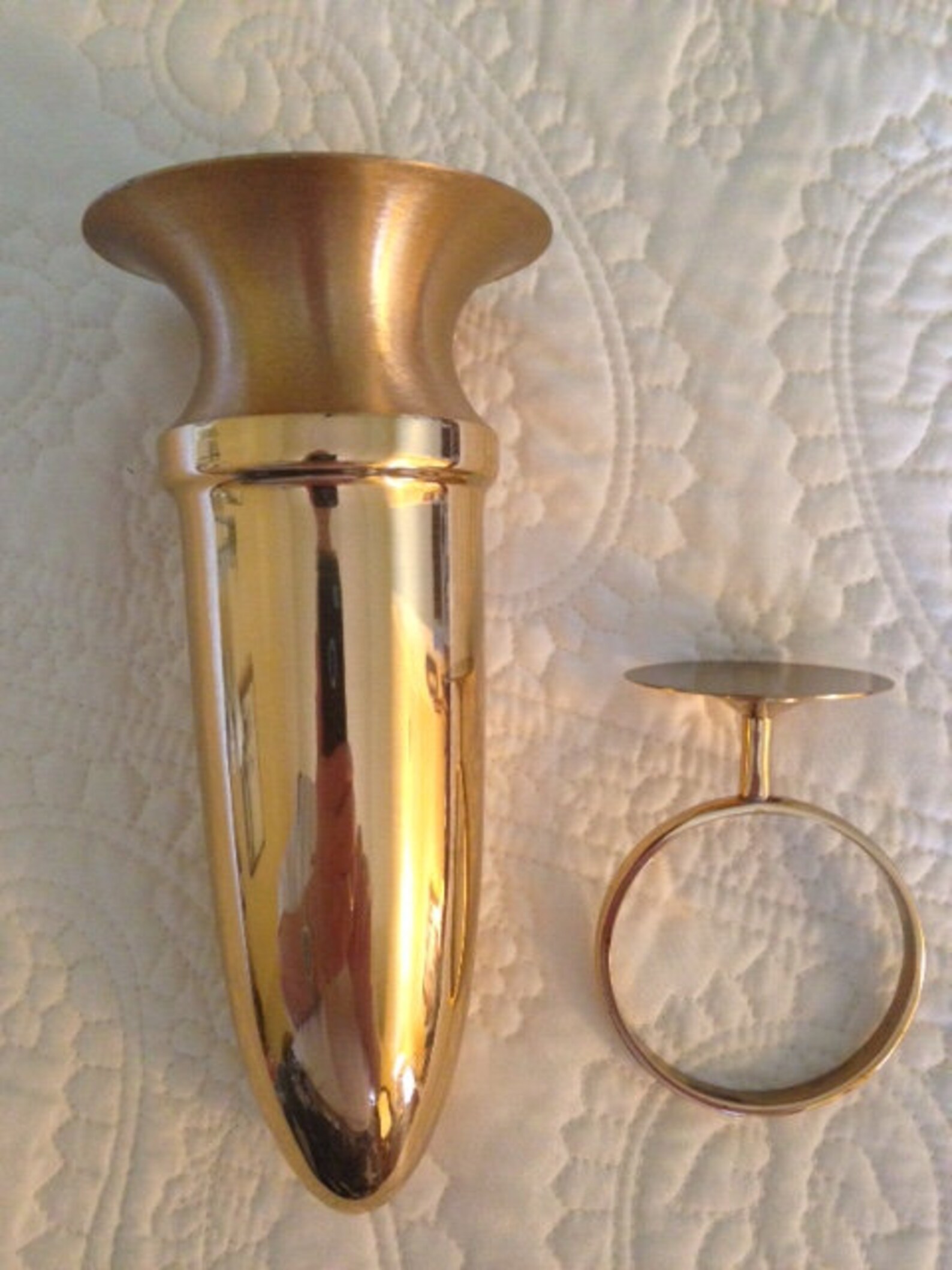 Crypt Mausoleum Niche Vase - Bronze Metal 7 Inch - Epoxy Mount Disc ...