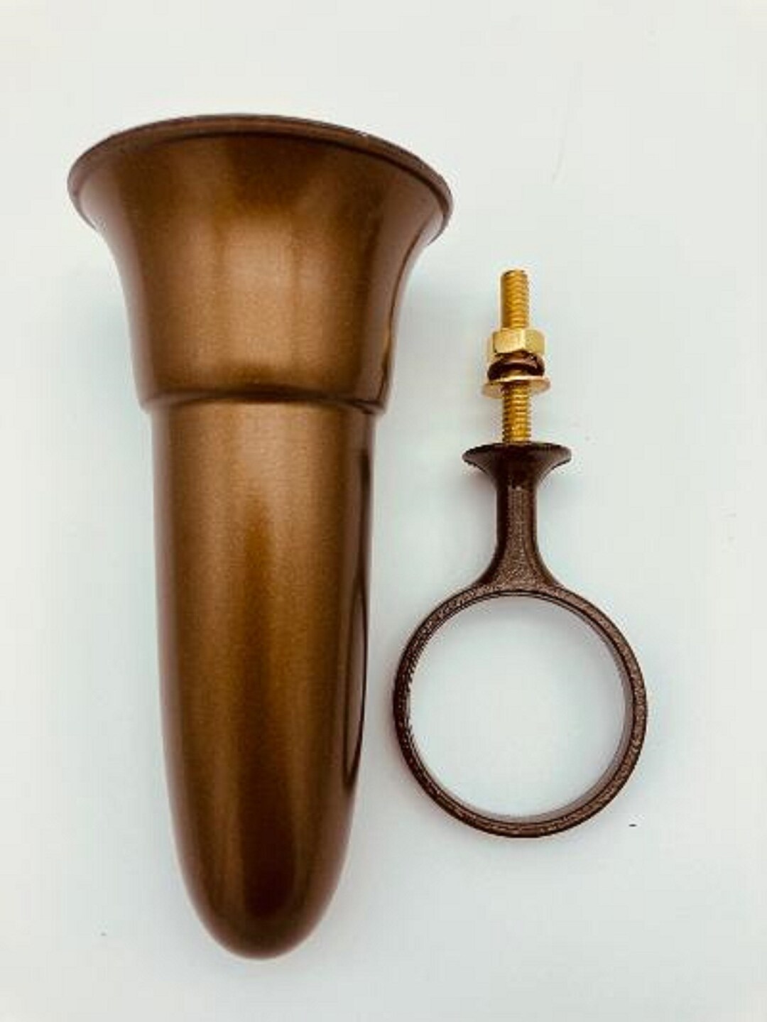 Mausoleum Crypt Brown Vase 5.5 IN With Std Zinc Metal Bolt Ring Support ...