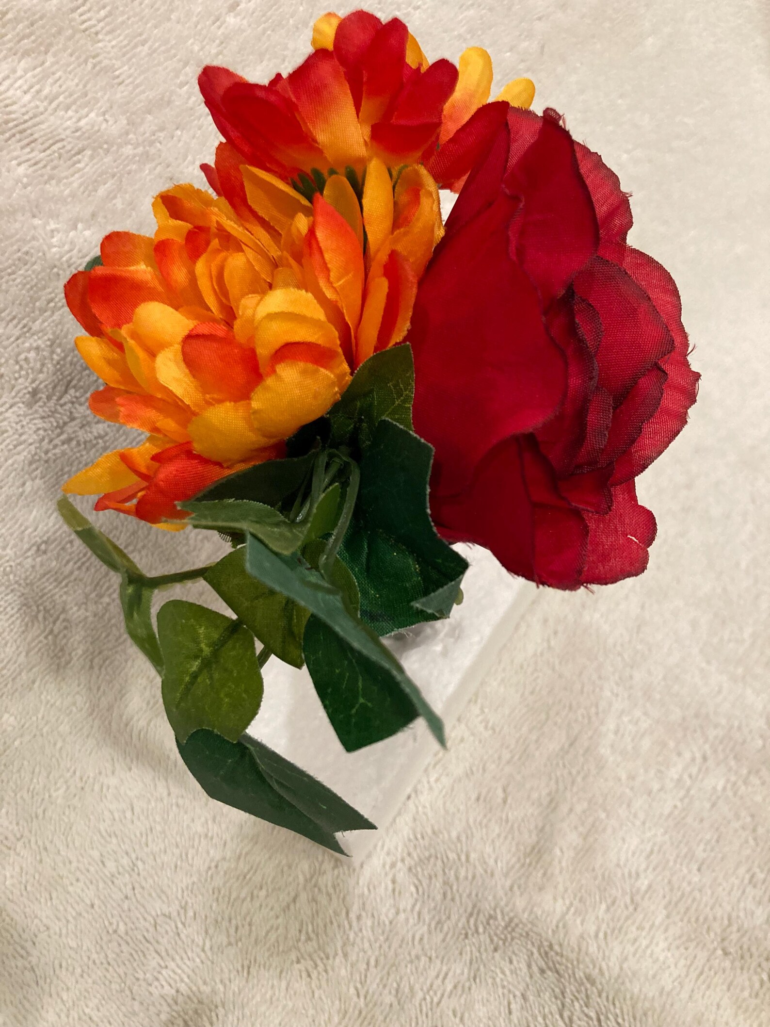 Niche Crypt Silk Flower Arrangement of Sun Flowers, Mums, Bells & Ivy ...