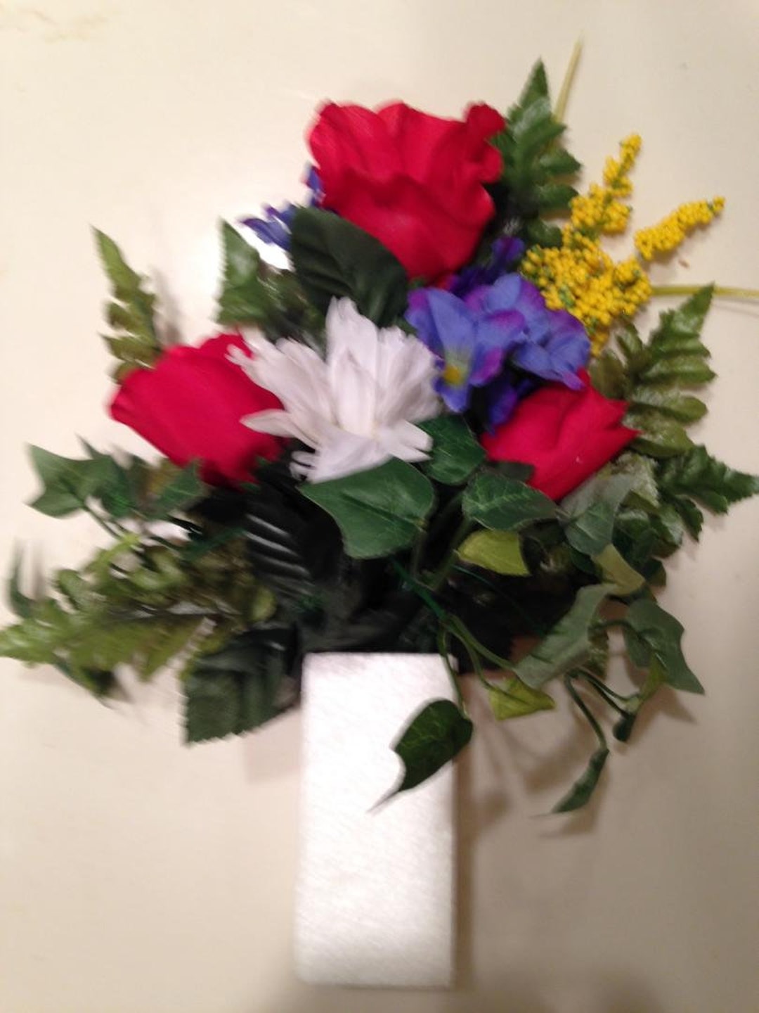 DIY Crypt / Mausoleum Bouquet of Silk ROSES, OXALIS, Ivy for ...