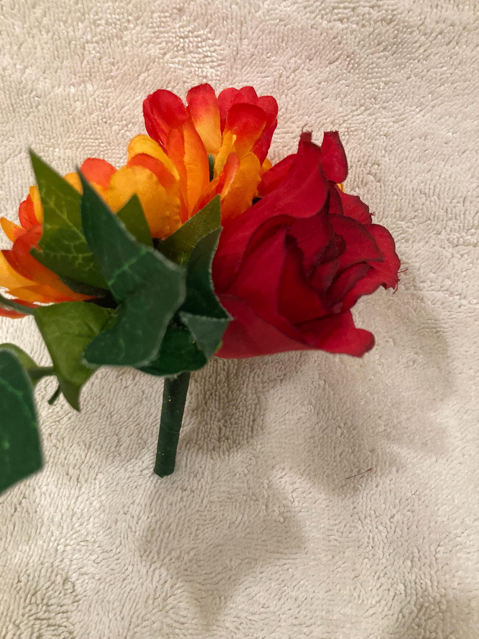 Niche Crypt Silk Flower Arrangement of Sun Flowers, Mums, Bells & Ivy ...