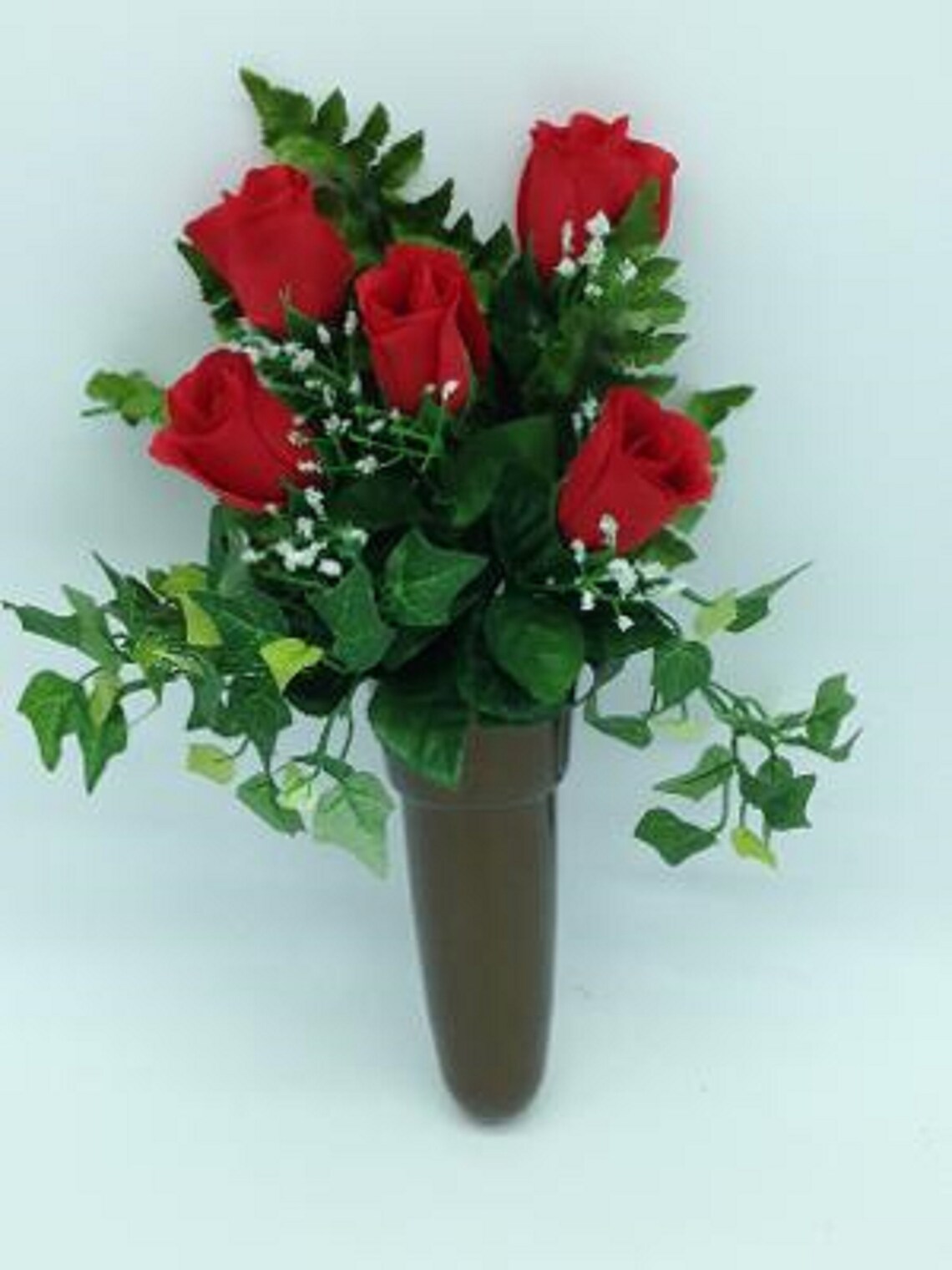 Silk Flowers and Crypt Mausoleum Vase with Disc Base Button for Epoxy ...