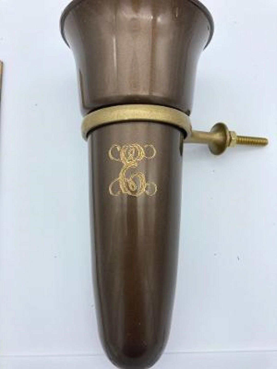 Engraved Crypt Vase: Brown Mausoleum Vase With Gold Ring - Personalized ...