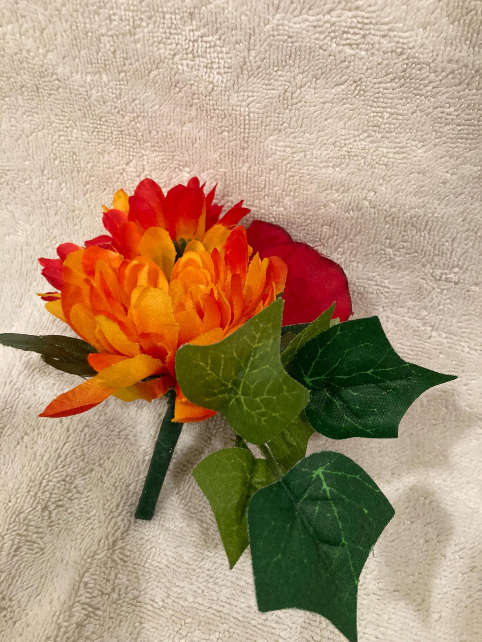 Niche Crypt Silk Flower Arrangement of Sun Flowers, Mums, Bells & Ivy ...