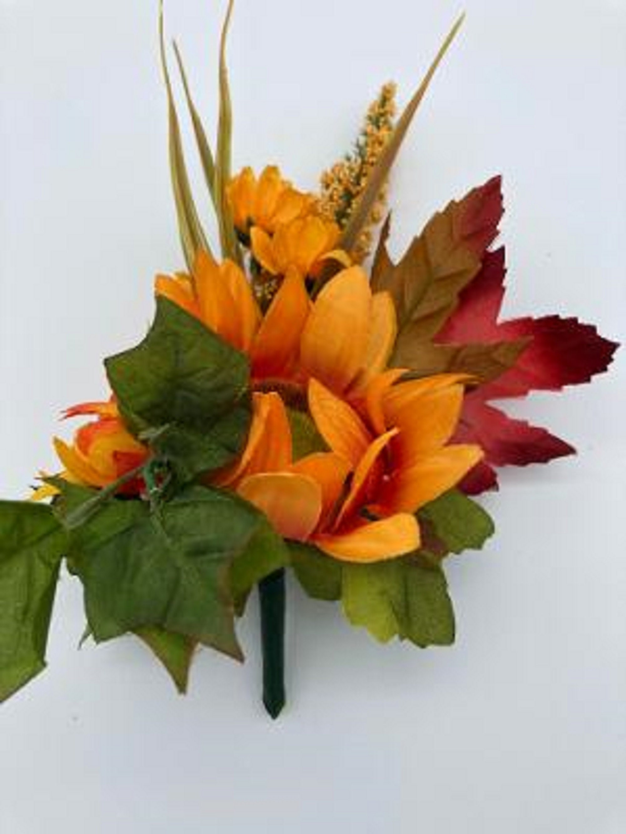 Niche Crypt Silk Flower Arrangement of Sun Flowers, Mums, Bells & Ivy ...