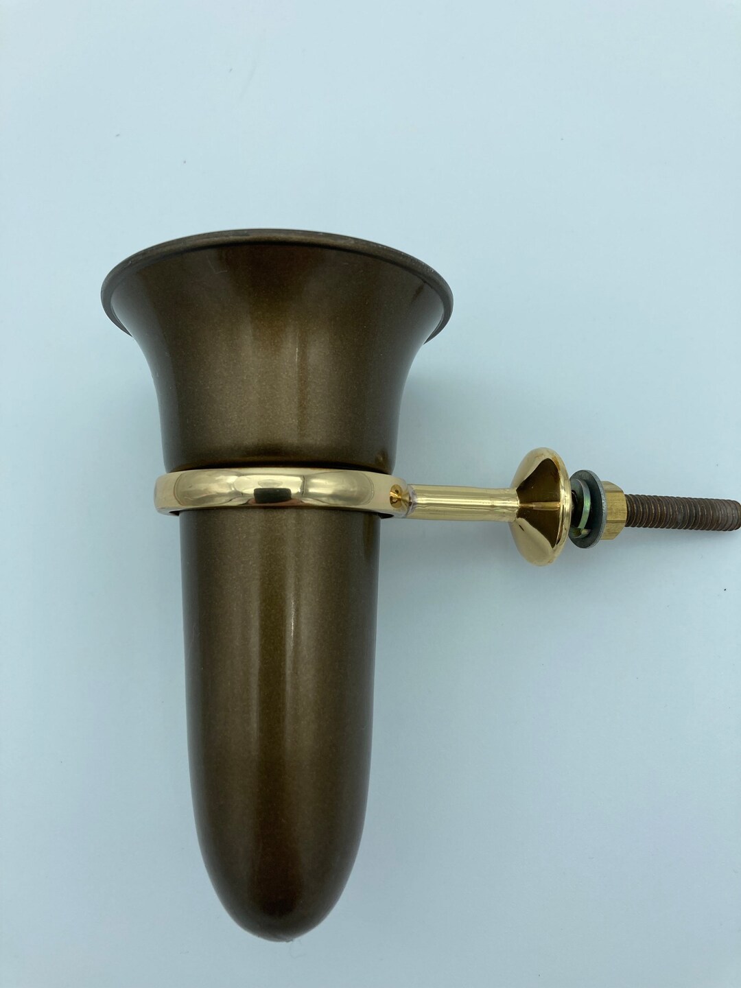 Mausoleum Vase: 4" Brown Plastic Niche Vase With Bronze Bolt Ring - Etsy