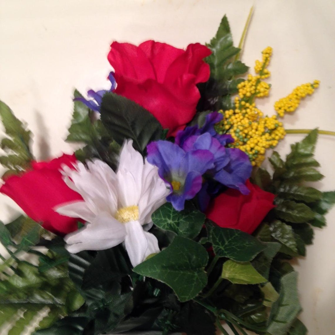 DIY Crypt / Mausoleum Bouquet of Silk ROSES, OXALIS, Ivy for ...