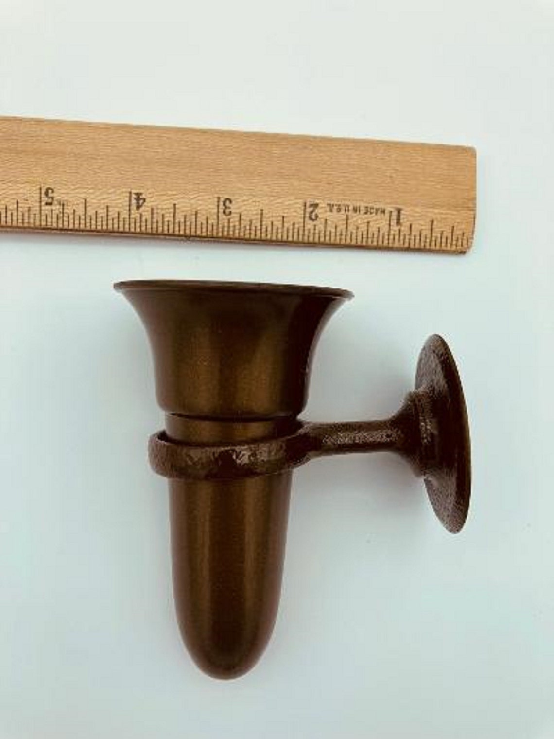 Niche Crypt Mausoleum Brown Vase 4 Inch With epoxy Disc Base Ring ...