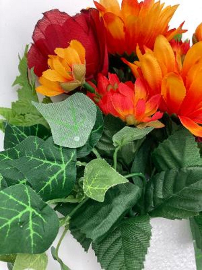 CRYPT / MAUSOLEUM Bouquet (no Vase) of Silk ROSES, Delphiniums, Ivy for ...