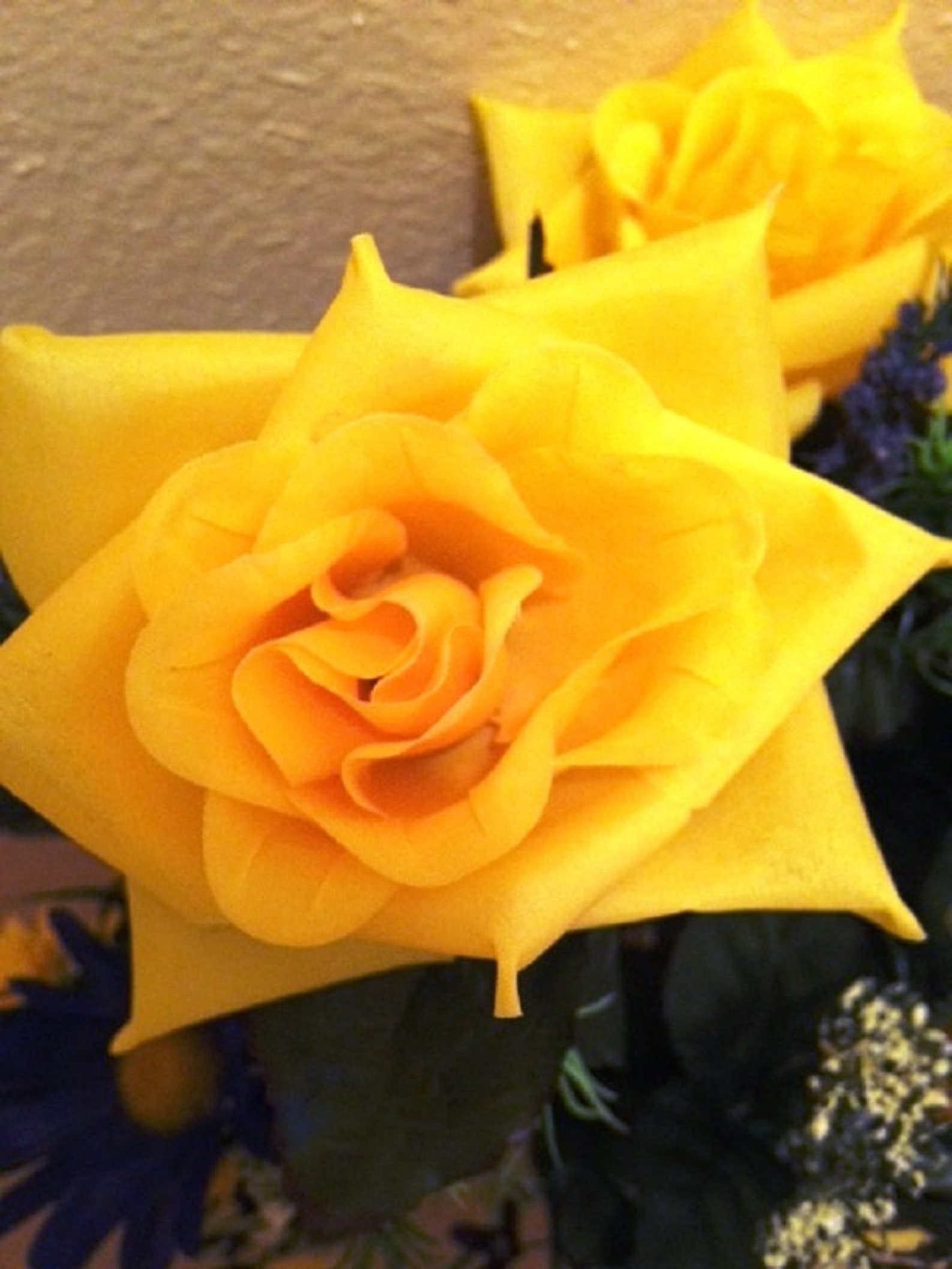 Cemetery VASE of Silk ROSES in Deluxe Yellow for Grave-site ...
