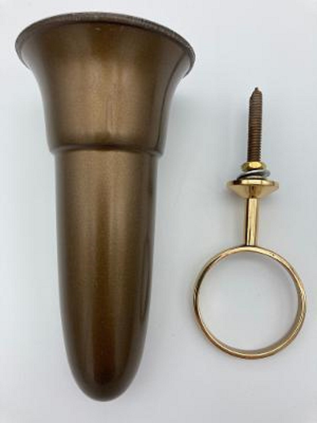 Crypt / Mausoleum Flower Gold Vase - 7.75 IN Brite BRONZE Standard Ring ...