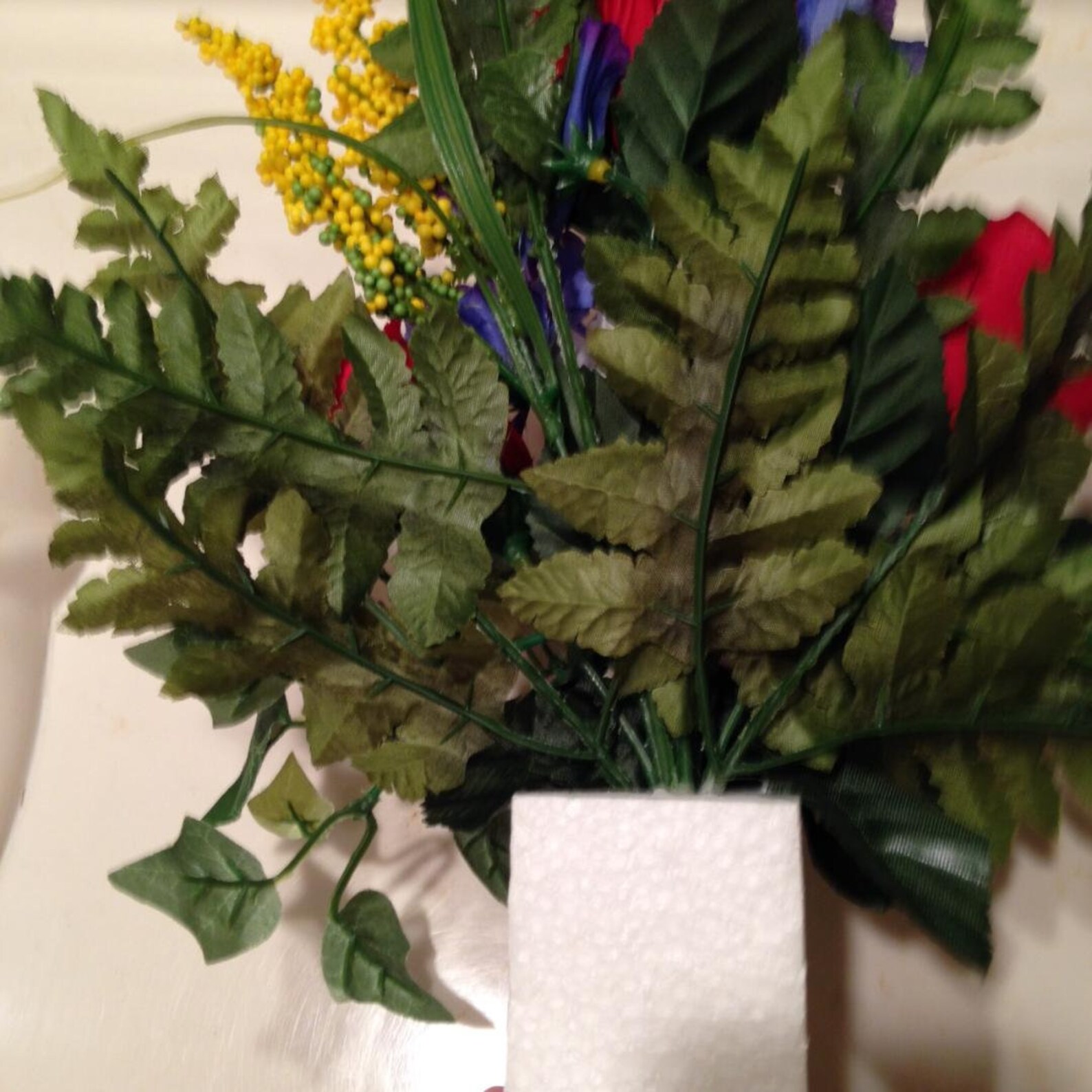 DIY Crypt / Mausoleum Bouquet of Silk ROSES, OXALIS, Ivy for ...