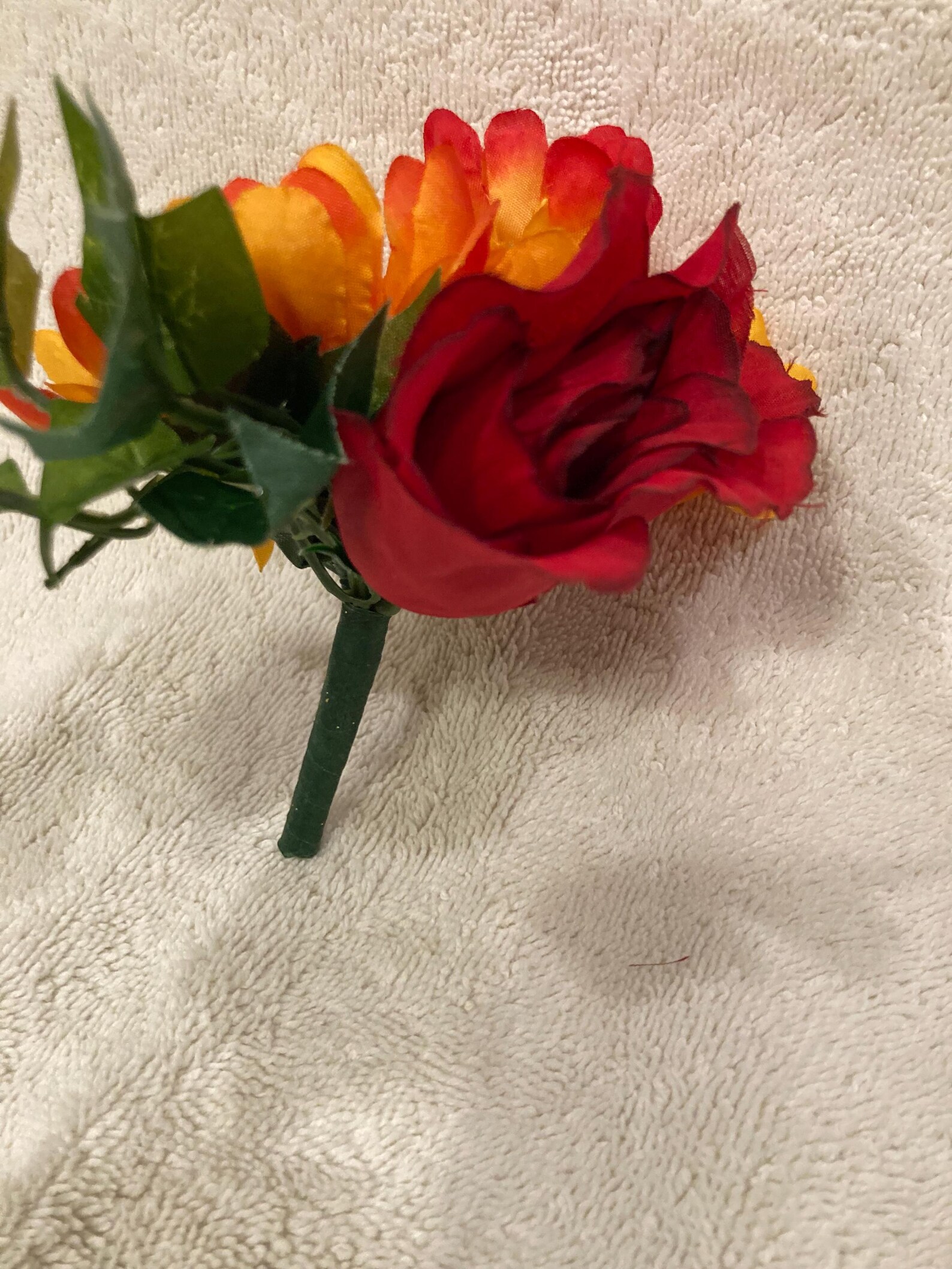 Niche Crypt Silk Flower Arrangement of Sun Flowers, Mums, Bells & Ivy ...