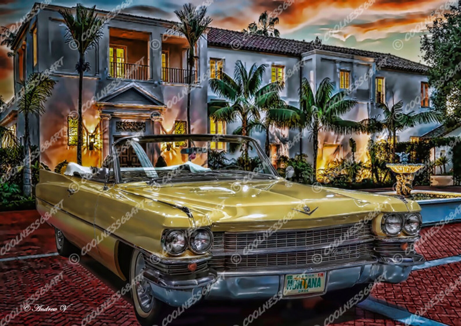Scarface Caddy Original Art Print - Etsy