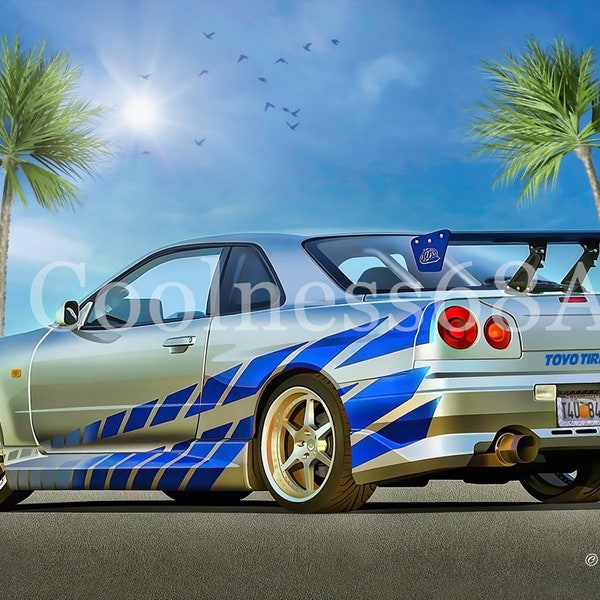 Nissan Skyline Gtr R34 Fast and Furious Wall Art - Etsy